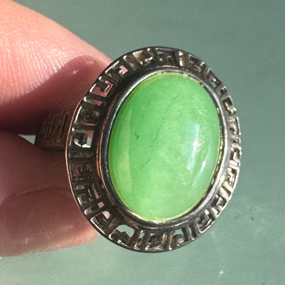 Vintage Translucent Apple Green Jade Sterling Silver … - Gem